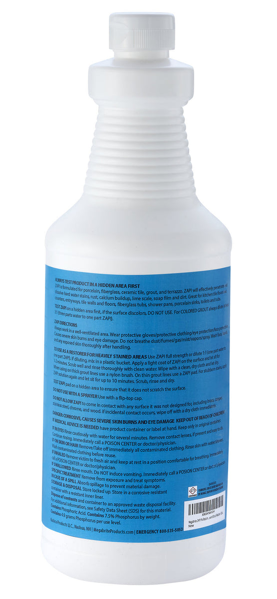 Megabrite ZAP! Professional Tile and Grout Restorer 32oz. – Nashco Products